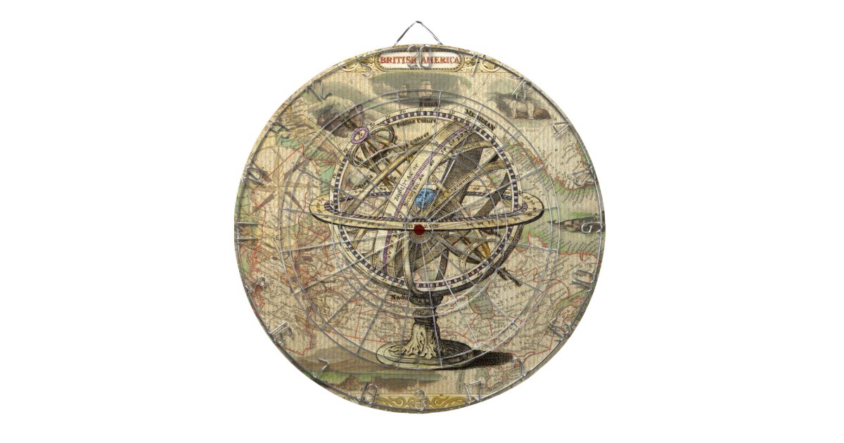 Old British America Explore Polar Bear Compass Map Dartboard | Zazzle