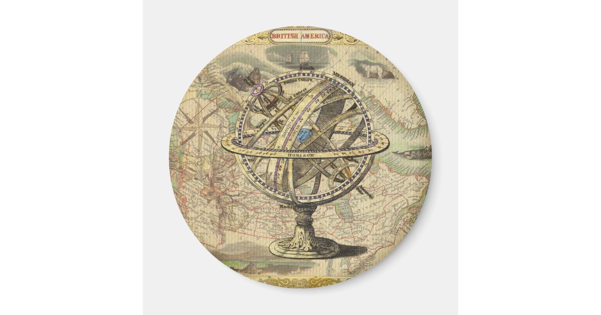 Old British America Explore Polar Bear Compass Map Magnet | Zazzle