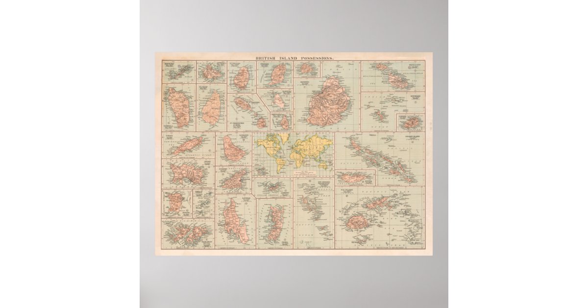 Old British Colonies Map (1919) Poster | Zazzle