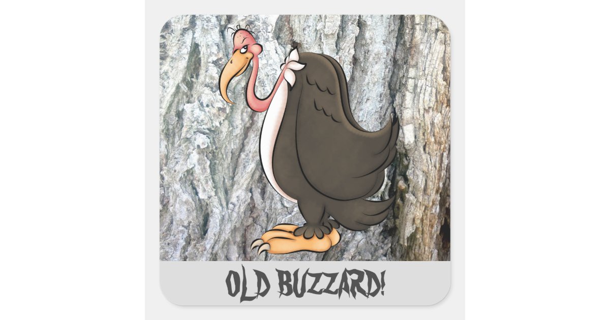 Old Buzzard cartoon faux wood sticker | Zazzle