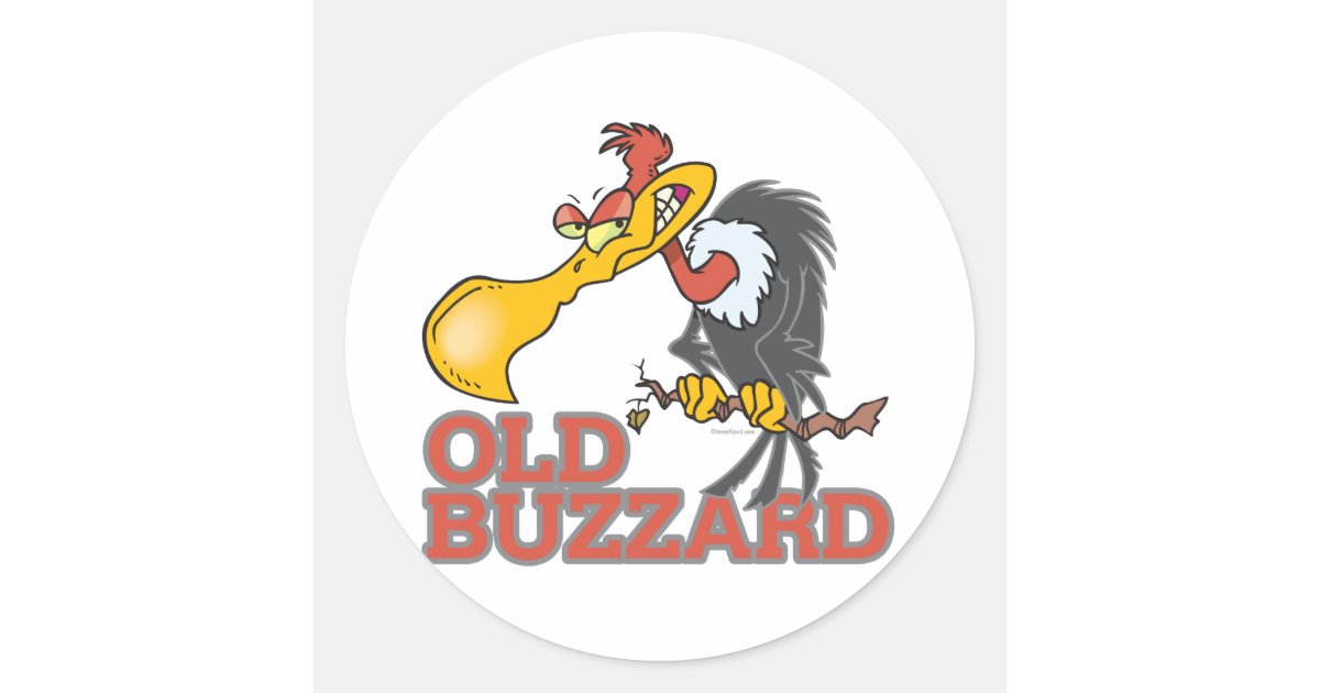 old buzzard funny cartoon character classic round sticker | Zazzle