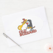 old buzzard funny cartoon character oval sticker | Zazzle