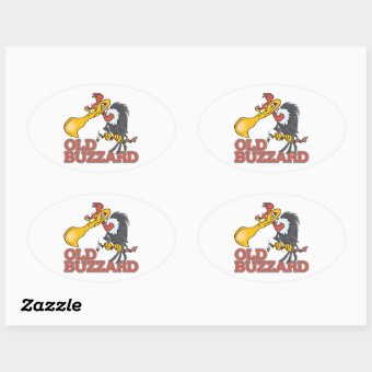 old buzzard funny cartoon character oval sticker | Zazzle