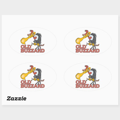 old buzzard funny cartoon character oval sticker | Zazzle