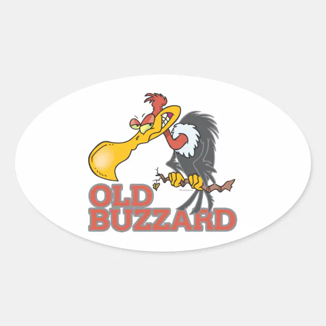 old buzzard funny cartoon character oval sticker | Zazzle