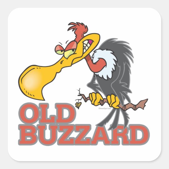 old buzzard funny cartoon character square sticker | Zazzle.com
