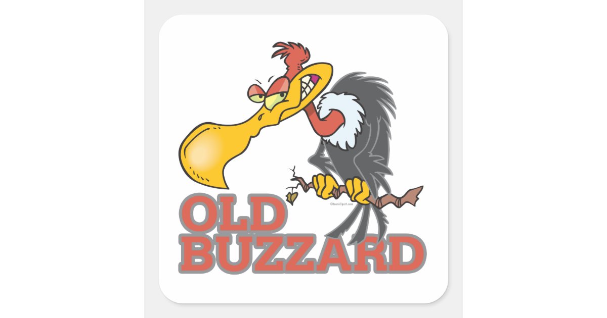 old buzzard funny cartoon character square sticker | Zazzle