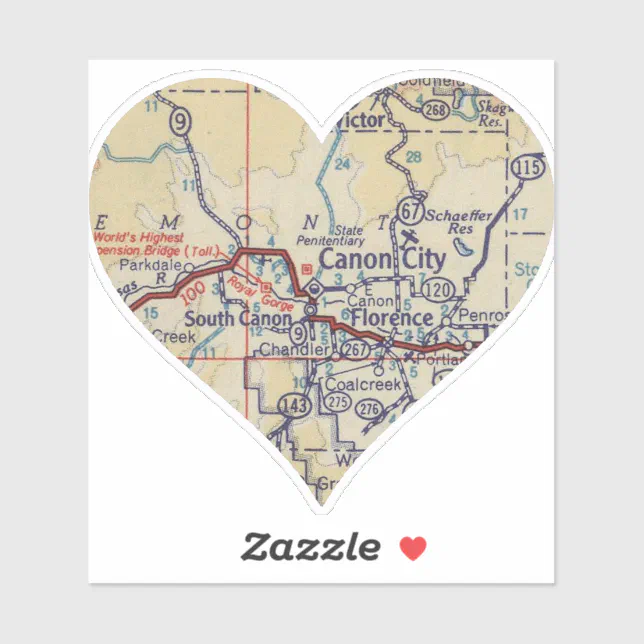 Old Canon City Map Sticker | Zazzle