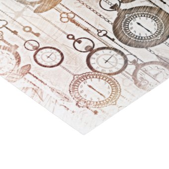 Old clocks, timepiece pattern, retro illustration tissue paper | Zazzle