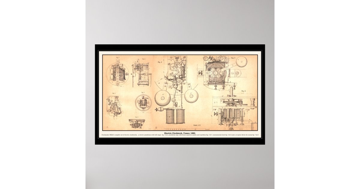 Old Clockwork Diagram Poster | Zazzle
