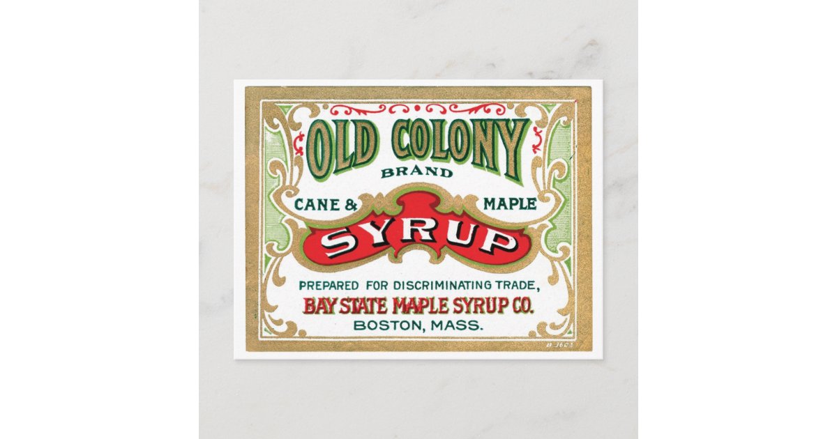 Old Colony Cane & Maple Syrup Vintage Ad Postcard | Zazzle