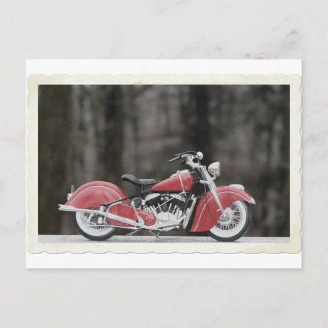 Old color motorcycle photo postcard | Zazzle