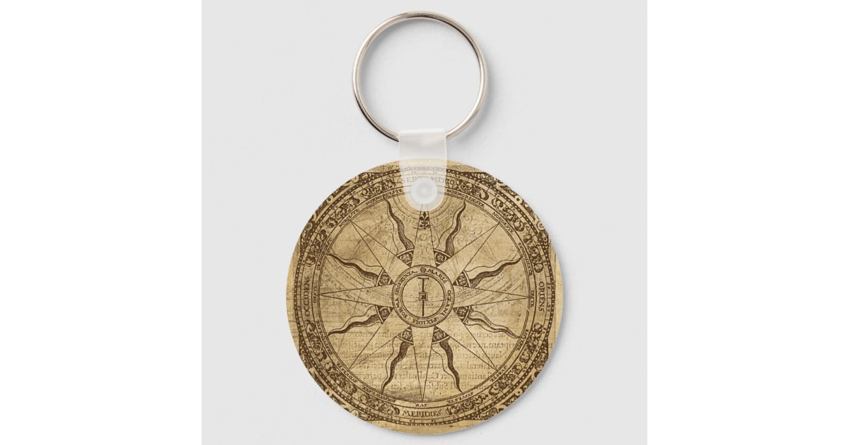 Old Compass Rose Keychain | Zazzle