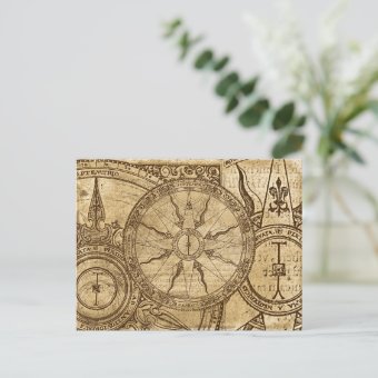 Old Compass Rose Postcard | Zazzle