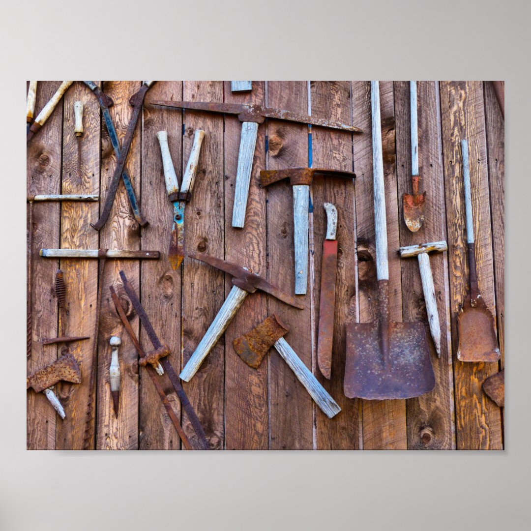 Old construction tools poster | Zazzle