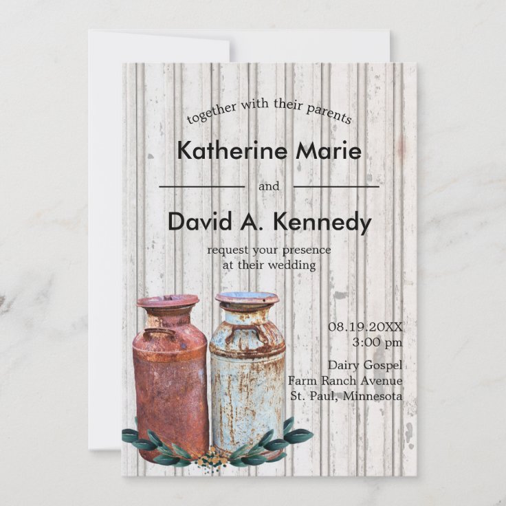 Old Country Milk Cans Budget Wedding Rustic Farm Invitation | Zazzle