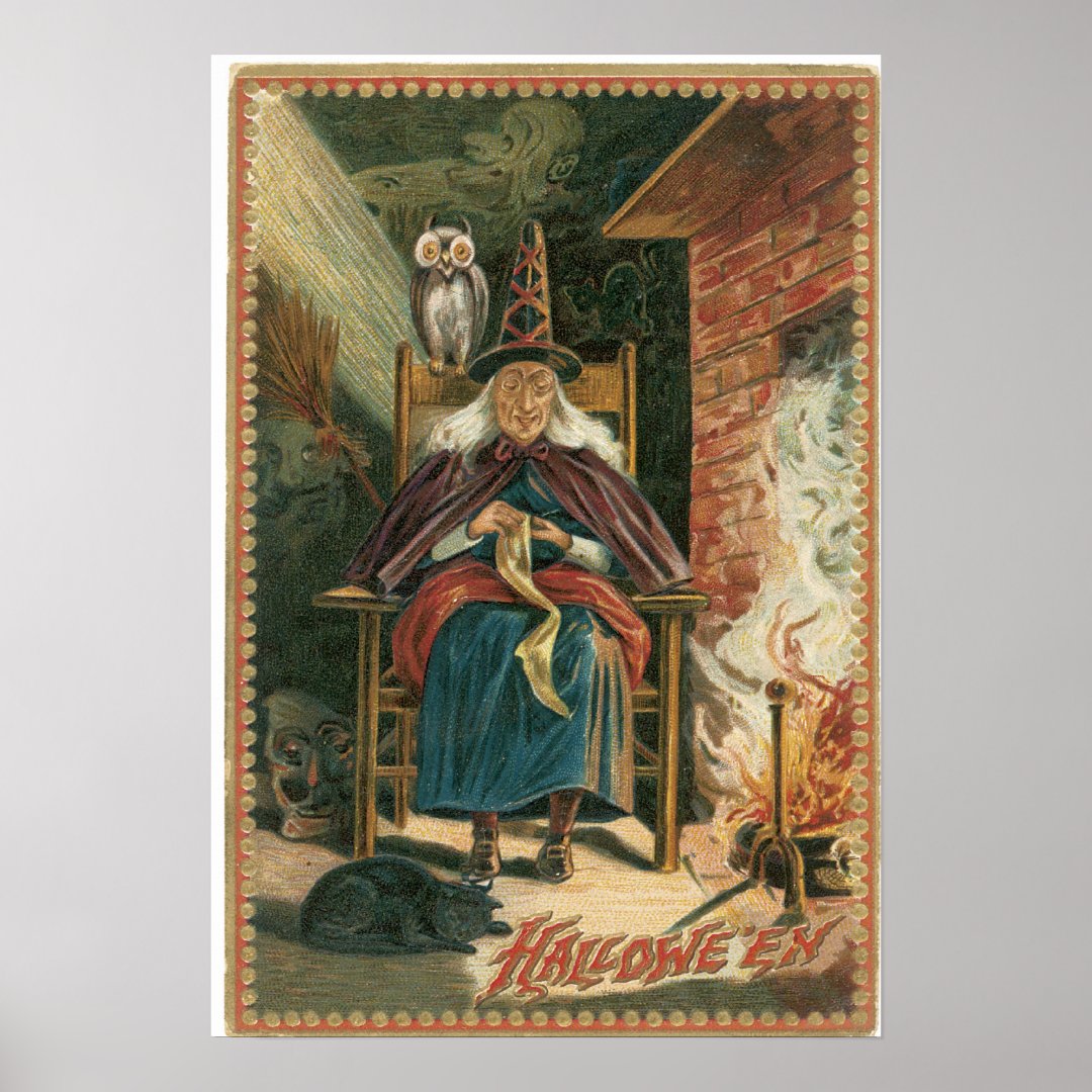 Old Crone Witch Vintage Poster | Zazzle
