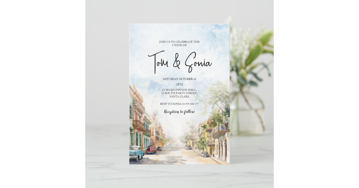 Old Cuba Havana Destination Wedding Invitation | Zazzle