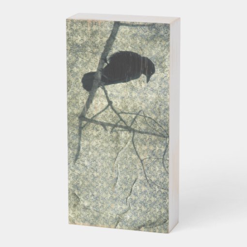 Old Damask Crow Art Wooden Box Sign | Zazzle