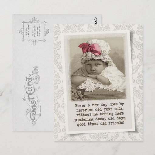 Old Days, Old Friends - Vintage Reproduction Postcard | Zazzle