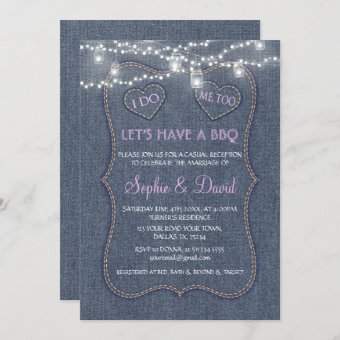 Old Denim Blue String Lights Western I DO BBQ Invitation | Zazzle