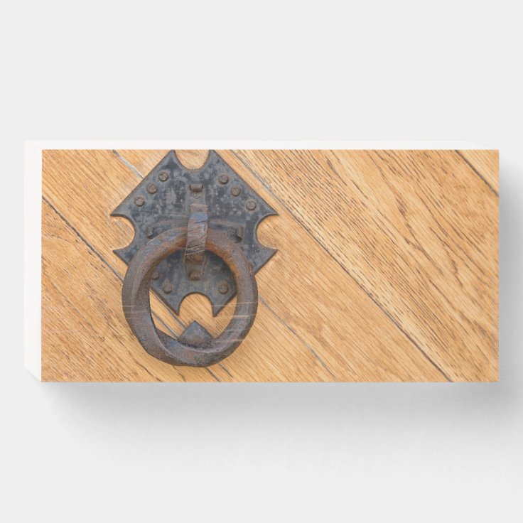 Old door knocker wooden box sign | Zazzle