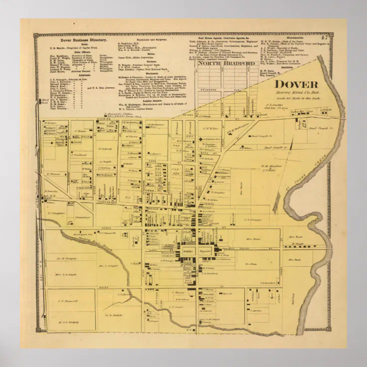 Old Dover DE Map (1868) Poster | Zazzle