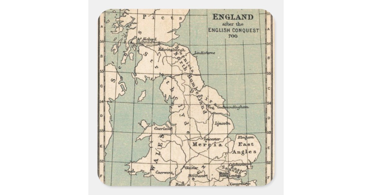 Old England Map Square Sticker | Zazzle