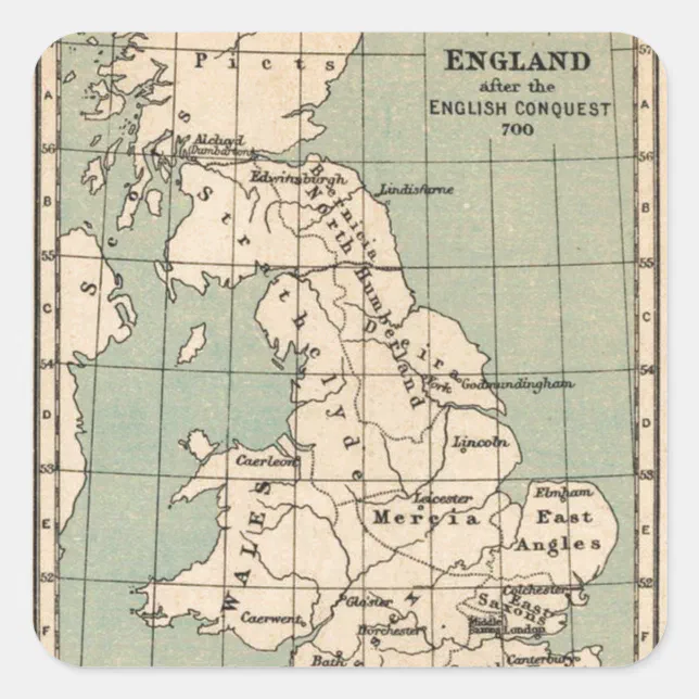Old England Map Square Sticker | Zazzle
