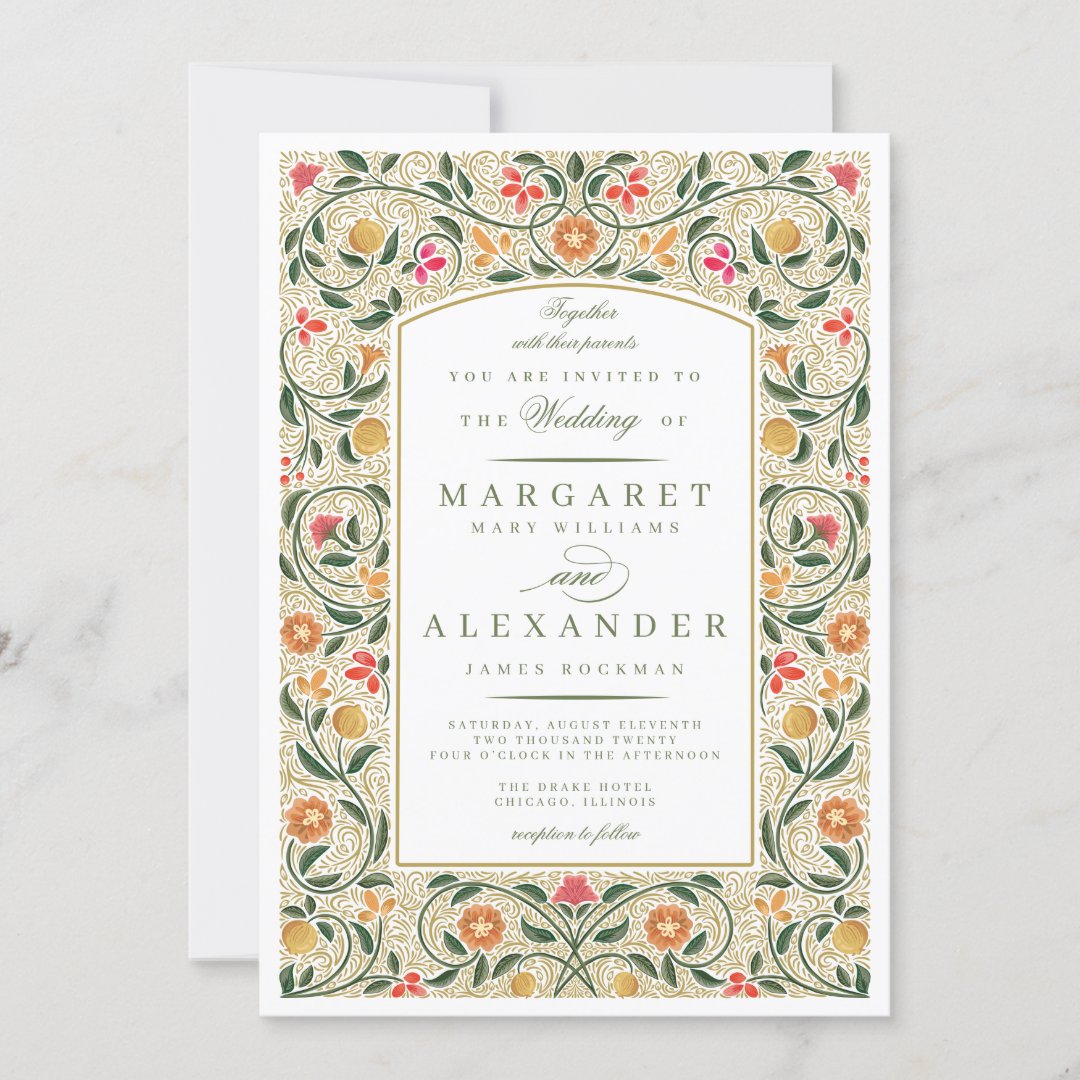 Old English Border Wedding Invitation | Zazzle