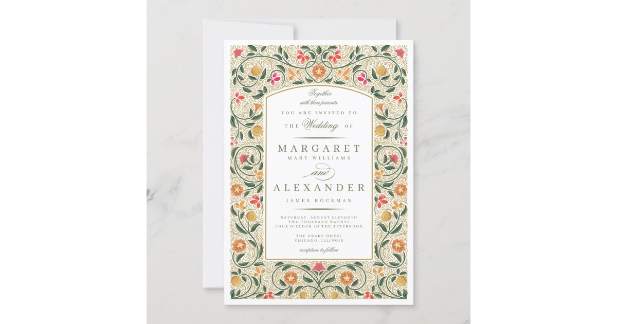 Old English Border Wedding Invitation | Zazzle