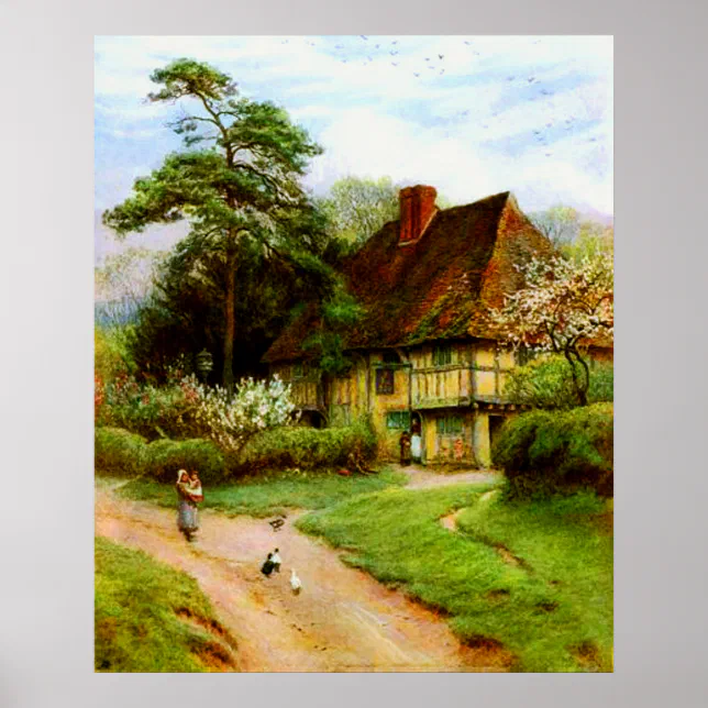 Old English Country Cottage Poster | Zazzle
