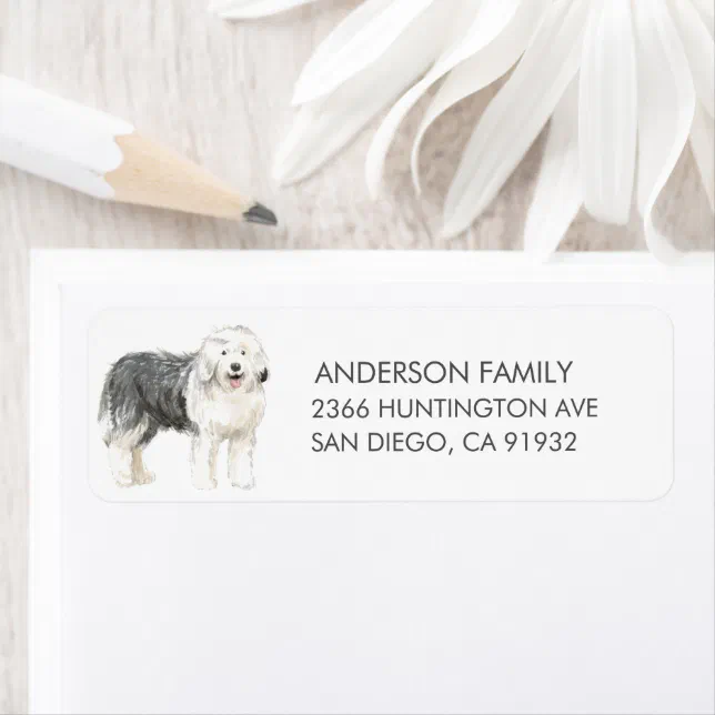Old English Sheepdog Dog Return Address Label | Zazzle