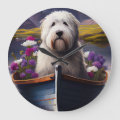 Old English Sheepdog on Paddle: A Scenic Adventure Large Clock | Zazzle