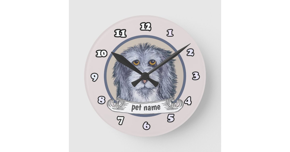 Old English Sheepdog Round Clock | Zazzle
