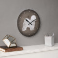 Old English Sheepdog Silhouette Rustic Style Large Clock | Zazzle