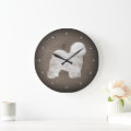 Old English Sheepdog Silhouette Rustic Style Large Clock | Zazzle