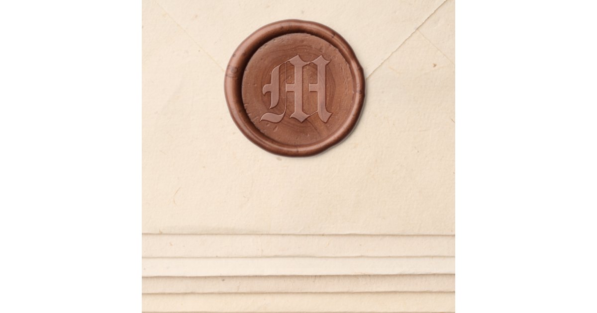 Old English Typography Monogram Medieval Lettering Wax Seal Sticker ...