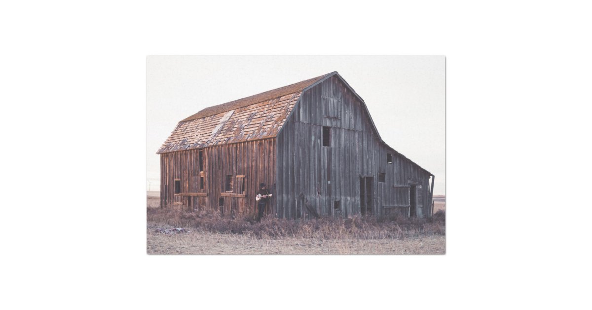 Old Farm Rustic Barn Decoupage Tissue Paper | Zazzle