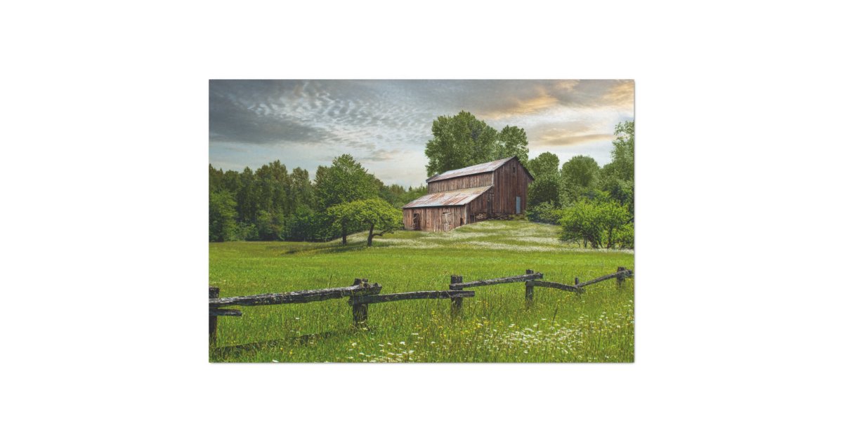 Old Farm Rustic Barn Medow Decoupage Tissue Paper | Zazzle