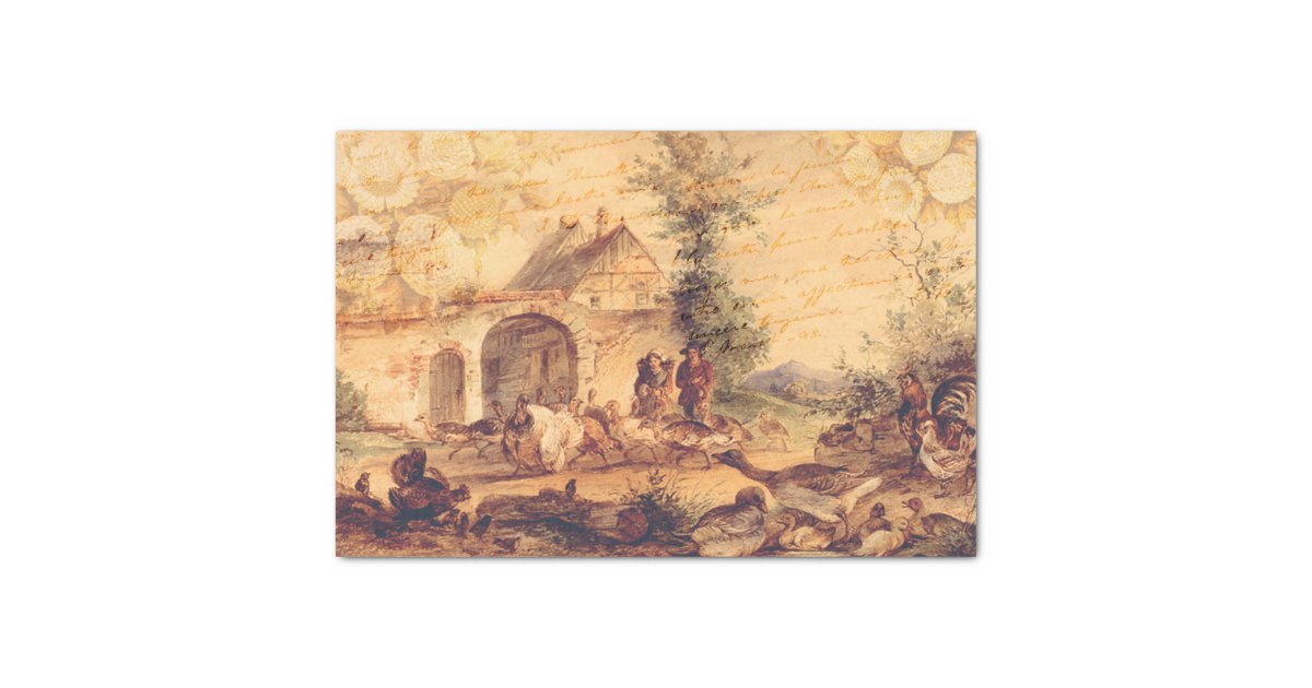 Old Farmhouse Decoupage Tissue Paper | Zazzle