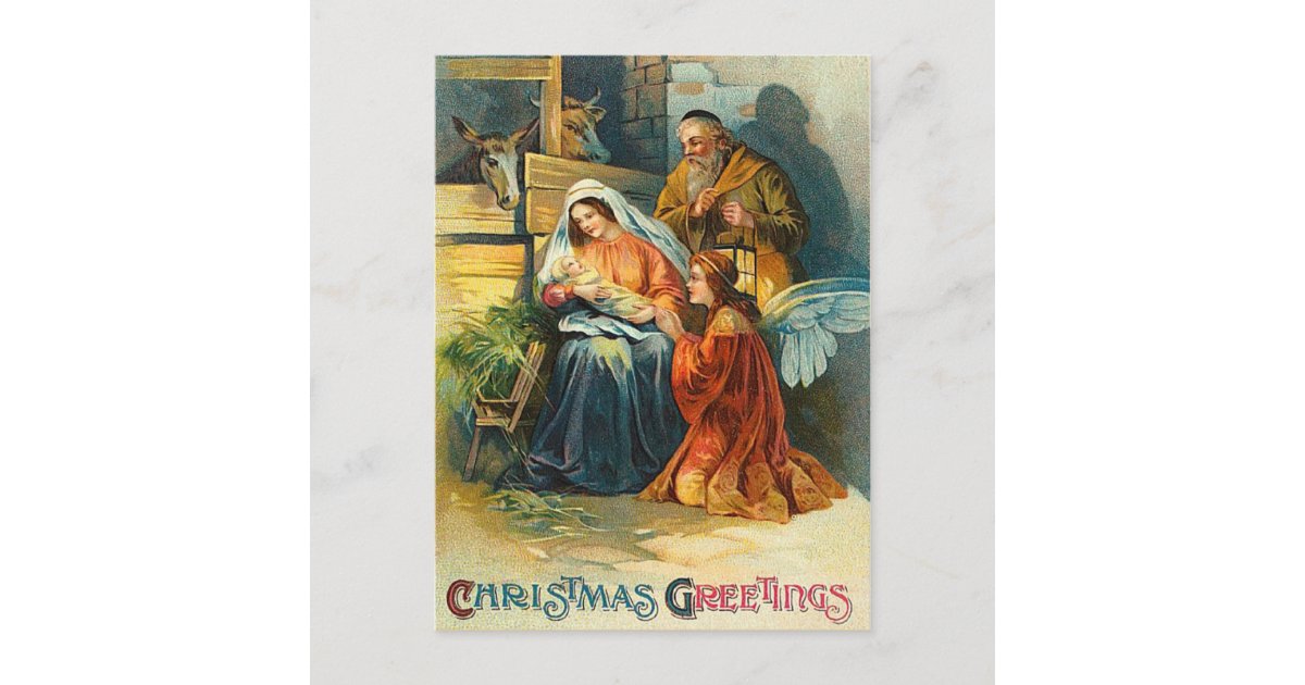 Old Fashion Christmas Nativity Postcard | Zazzle