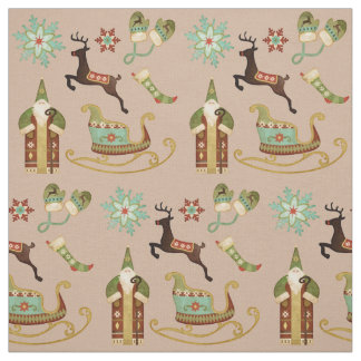 Retro Christmas Fabric | Zazzle