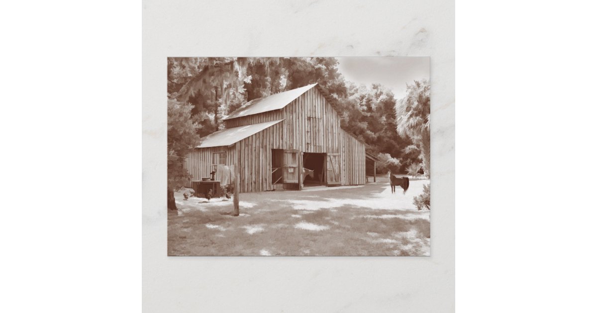 Old Fashioned Barn Postcard in Sepia | Zazzle
