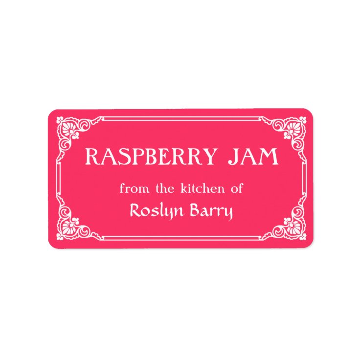 Old Fashioned Border Raspberry Jam Jar Label | Zazzle