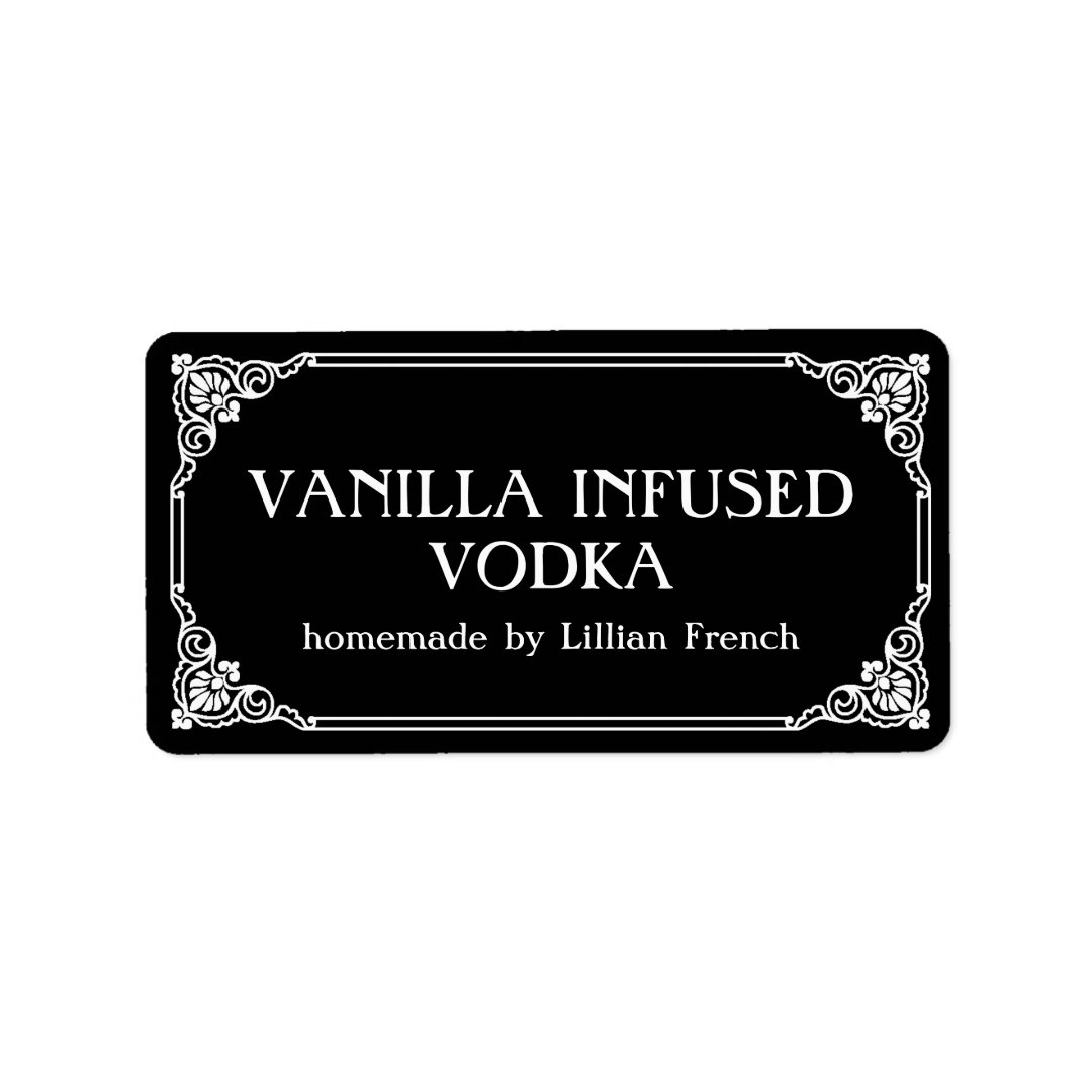 Old Fashioned Border Vanilla Vodka Gift Label | Zazzle