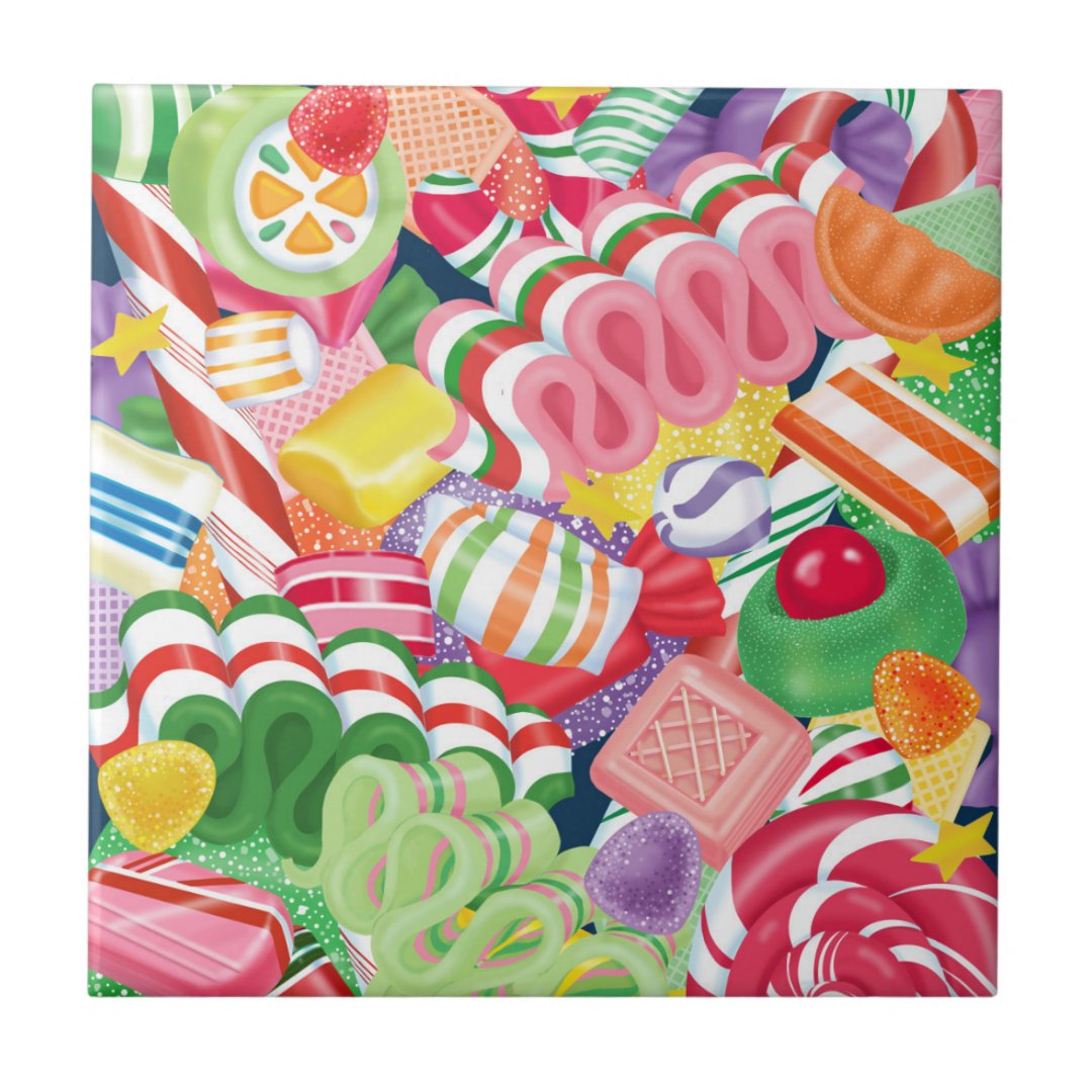 Old Fashioned Christmas Candy Ceramic Tile | Zazzle