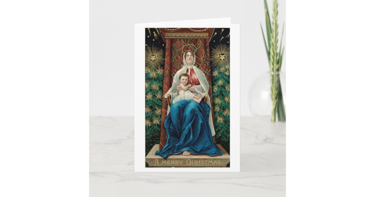 Old-fashioned Christmas, Mary Holiday Card | Zazzle