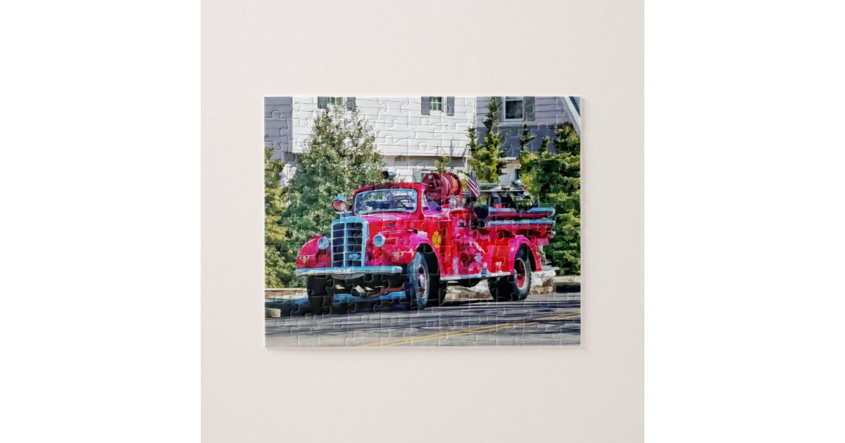 Old Fashioned Fire Truck Jigsaw Puzzle | Zazzle
