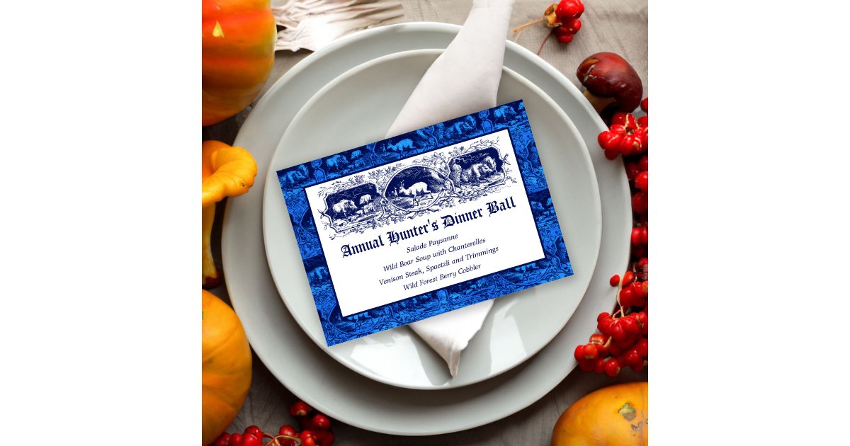 Old Fashioned Hunter's Ball Game Dinner Menu Invitation | Zazzle